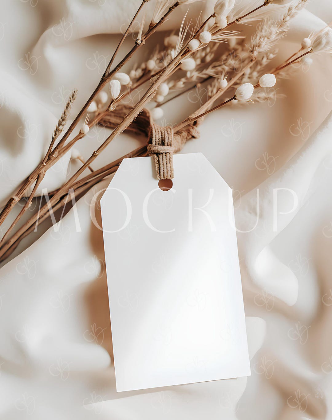 Bohemian Wedding Rectangle Tag Mockup PSD, Thank You Tag Mockup, Boho ...