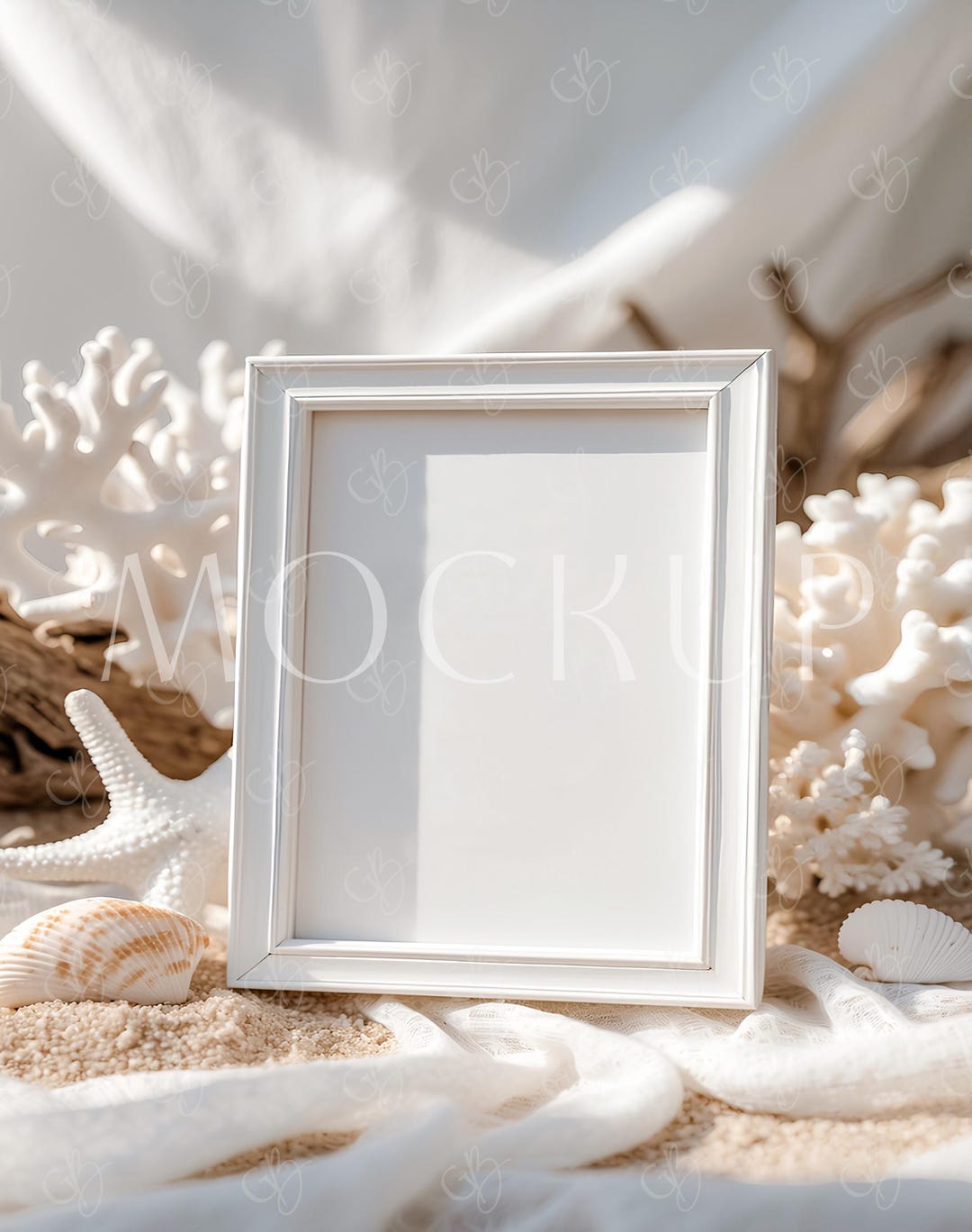 Beach Wedding Menu Table Sign Mockup, Coastal Table Number Sign Card ...