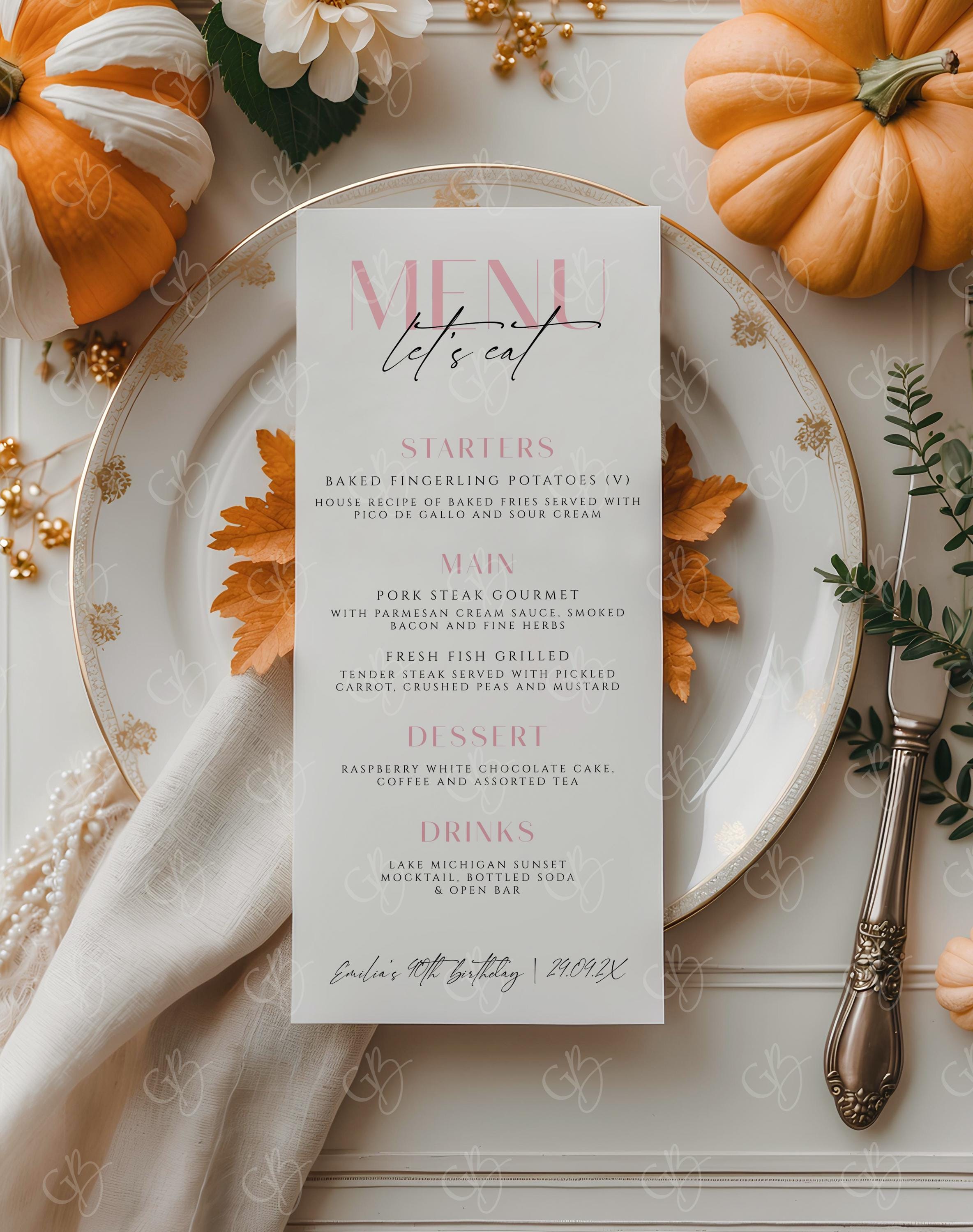 Fall Pumpkins Program Mockup, Pumpkins Dinner Menu Card Mockup, Autumn ...