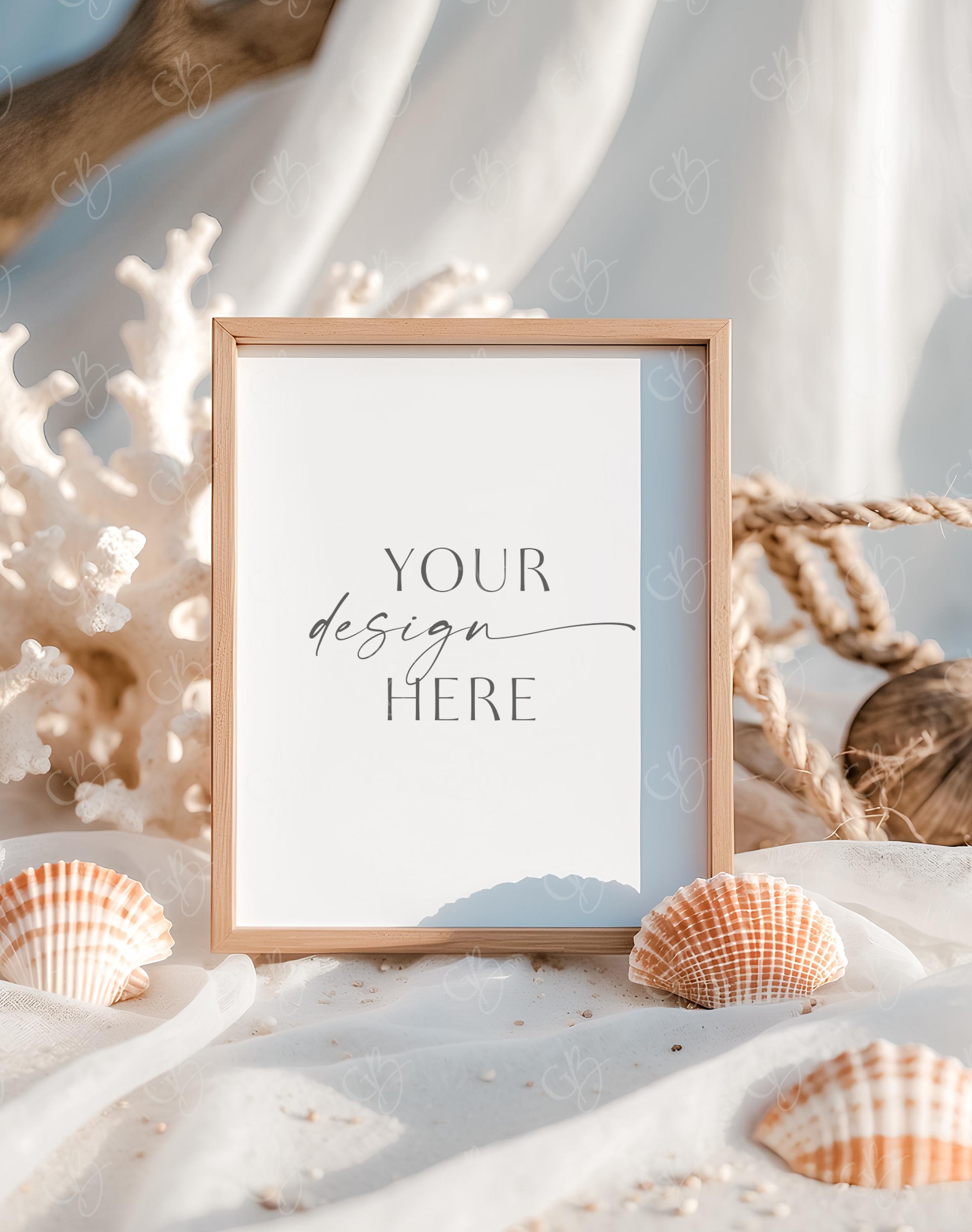 Ocean 8x10 Frame Table Sign Mockup, Beach Wedding Menu Table Sign ...