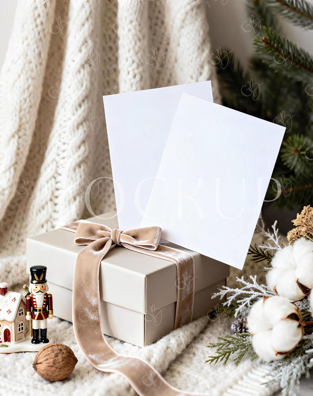 Two Sides Holiday Postcard 5x7 Template, Double Christmas Invitation ...