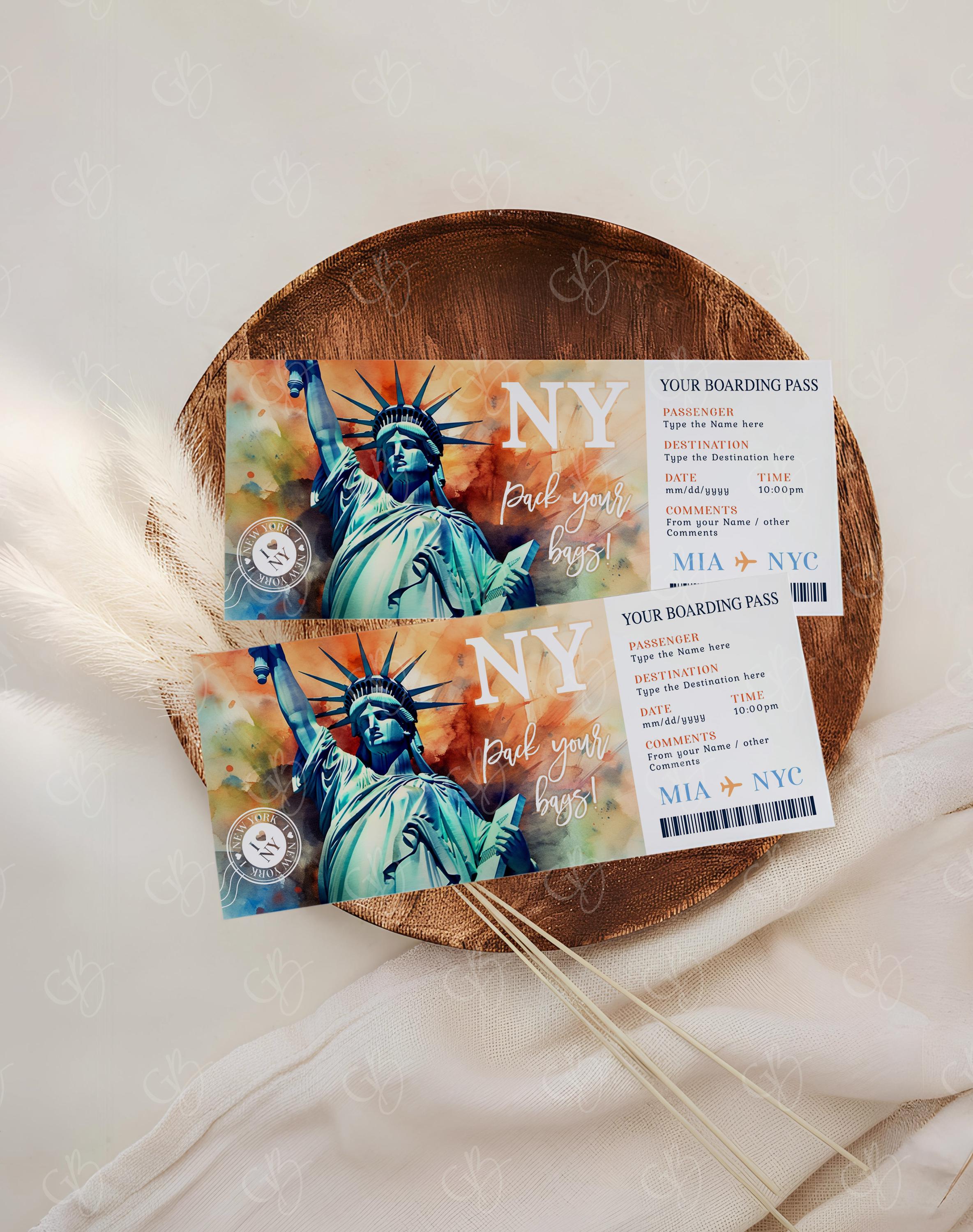 Boarding Pass Mock-up PSD, Two Sides Birthday Trip Ticket Mockup ...