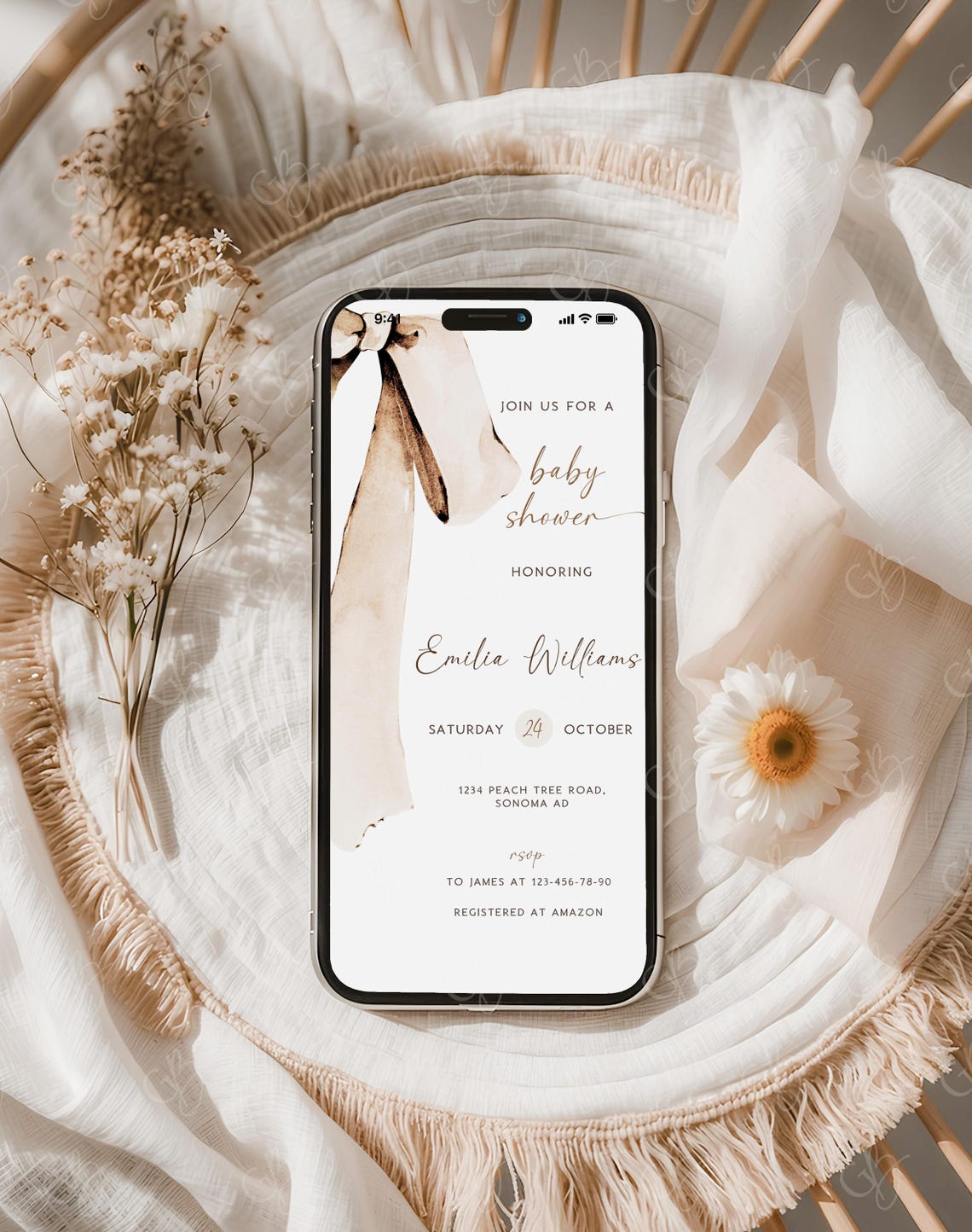 Boho Mobile Mockup, Device Mockup, Electronic Invitation Mockup ...