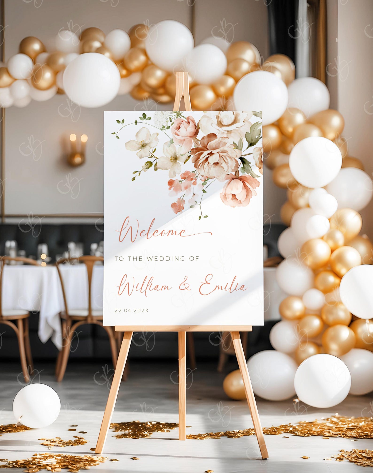 Easel Welcome Sign Mockup, Balloons Seating Chart Mockup, Baby Shower ...