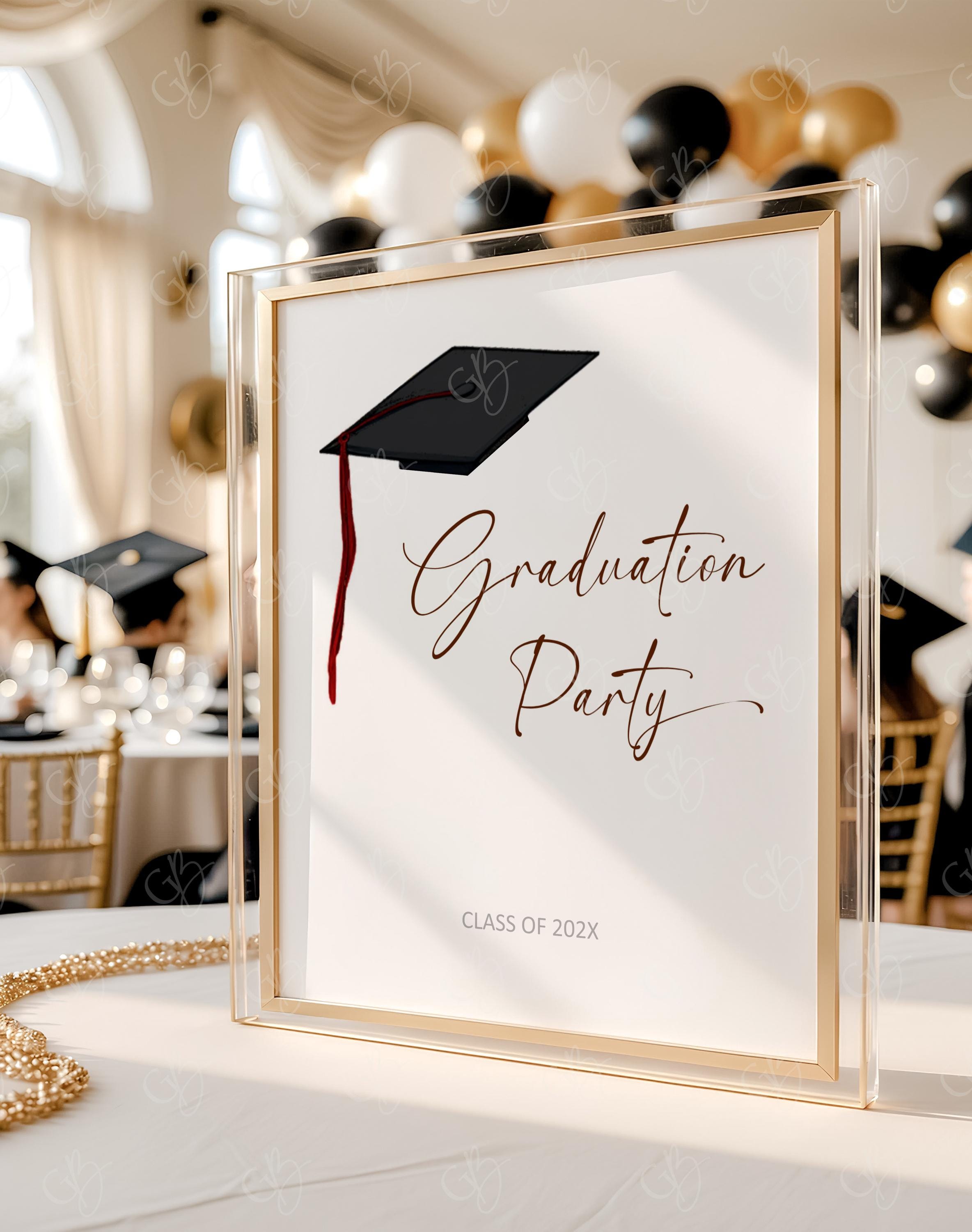 Graduation Party Poster Mockup, Minimalist High School or College Sign ...
