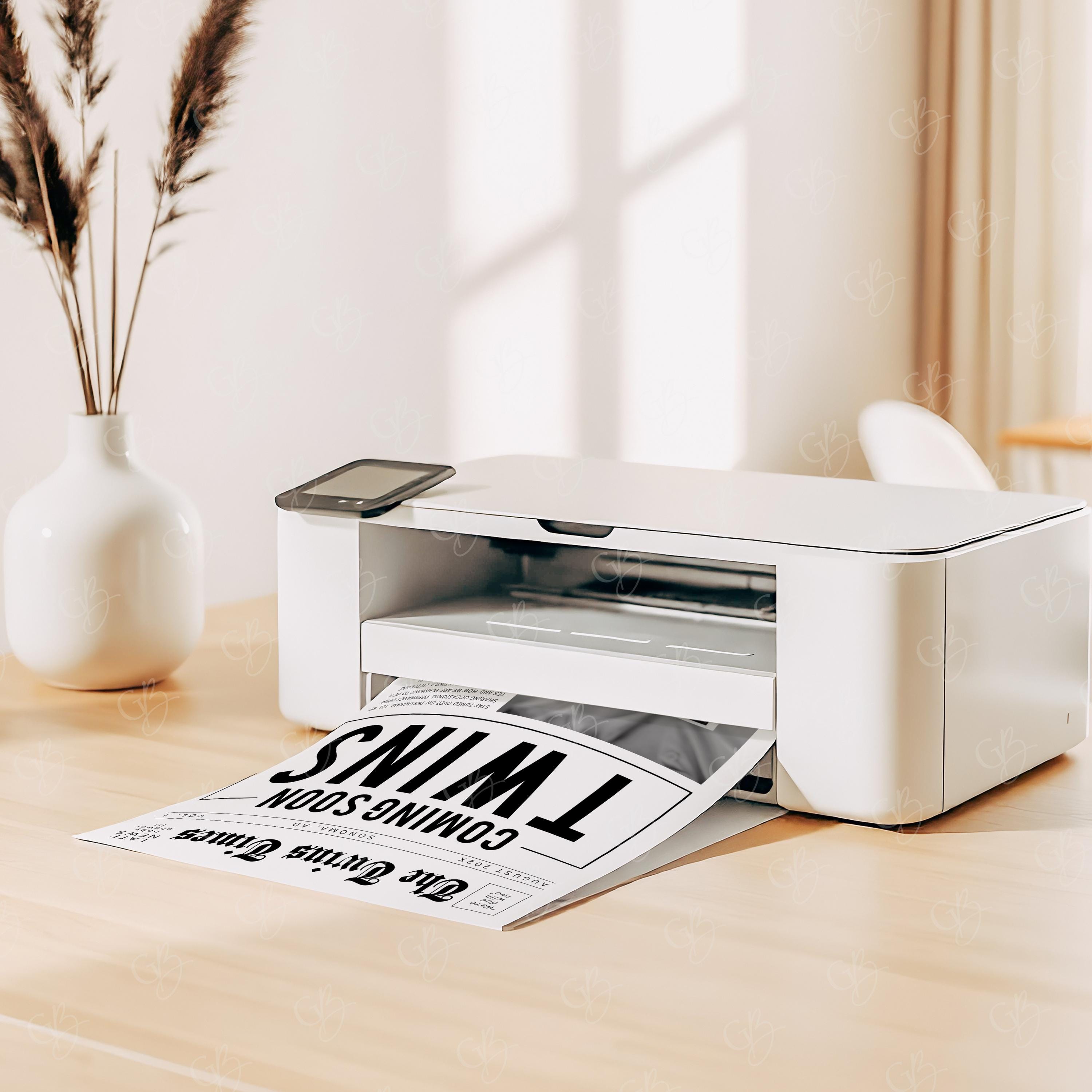 White Printer Mockup, Boho Printer and Paper Sheet Mockup, Home Printer ...