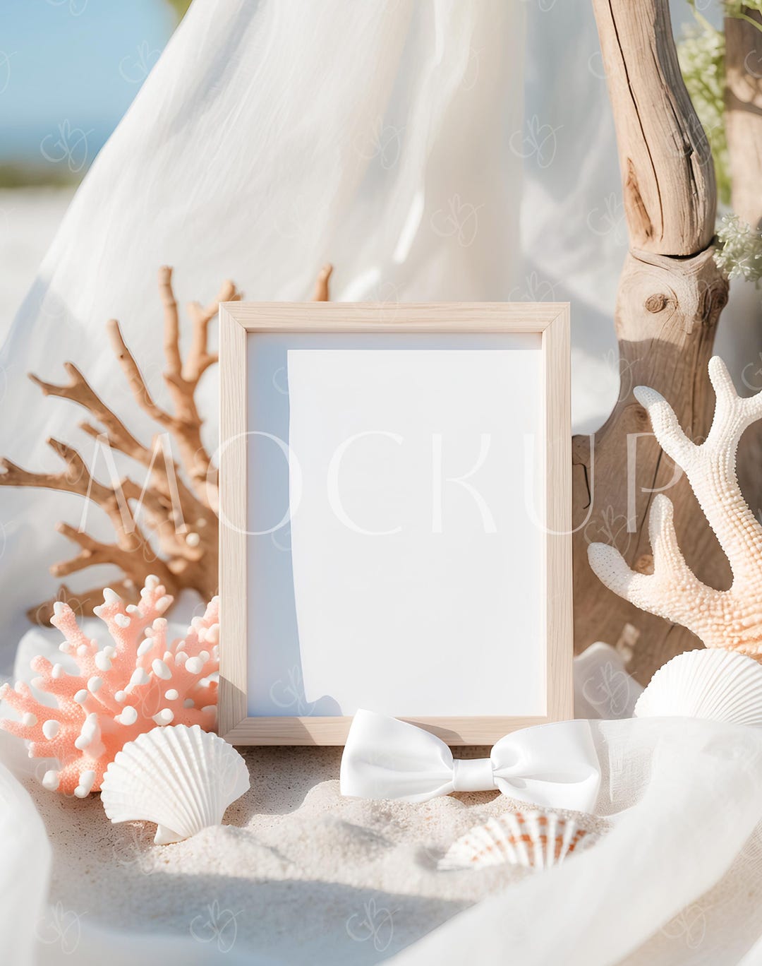 Coastal Table Number Sign Card Mockup, Summer Tabletop Sign Mockup ...