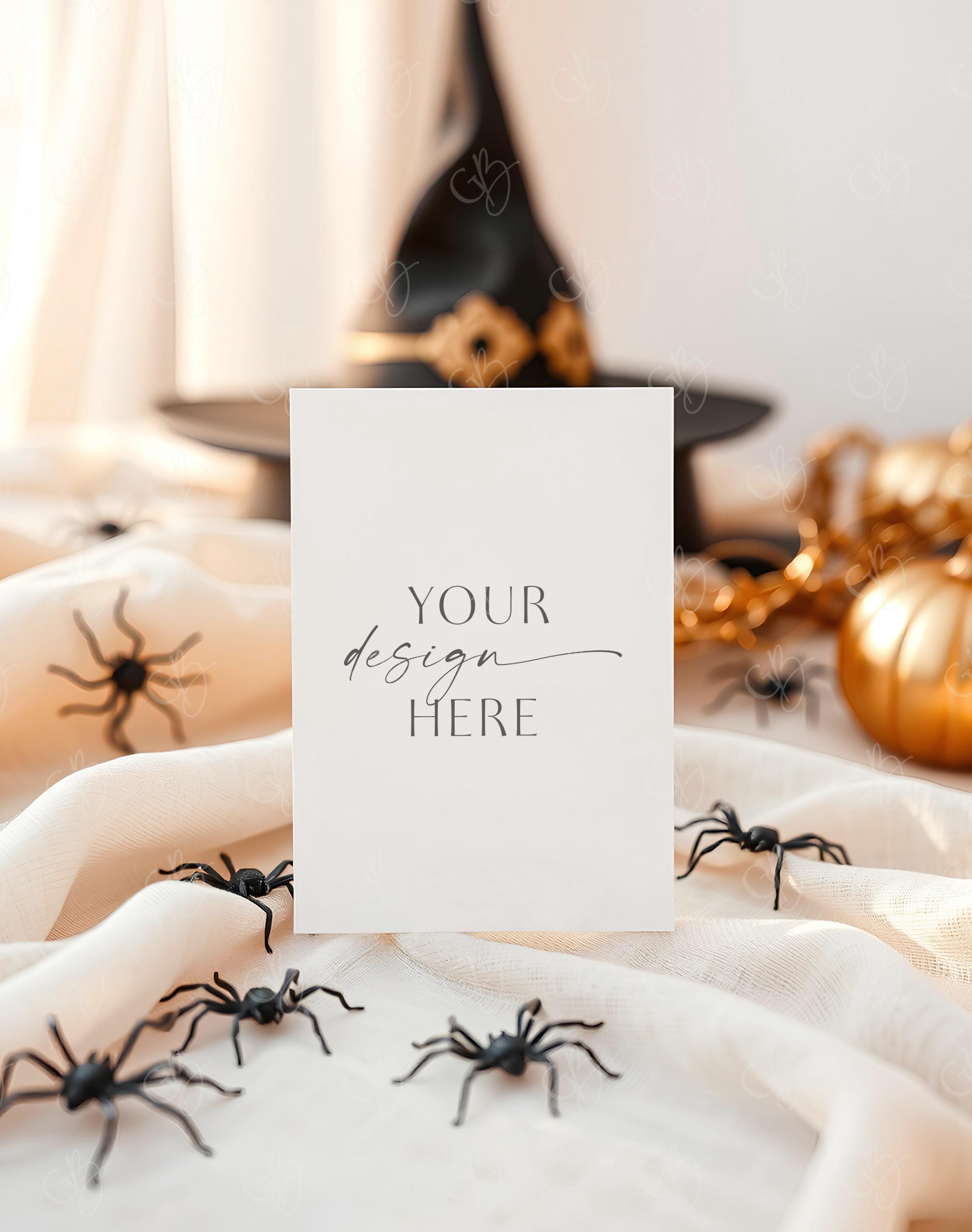 Halloween Party Invitation Mockup, Vertical Blank White 5x7 Halloween ...