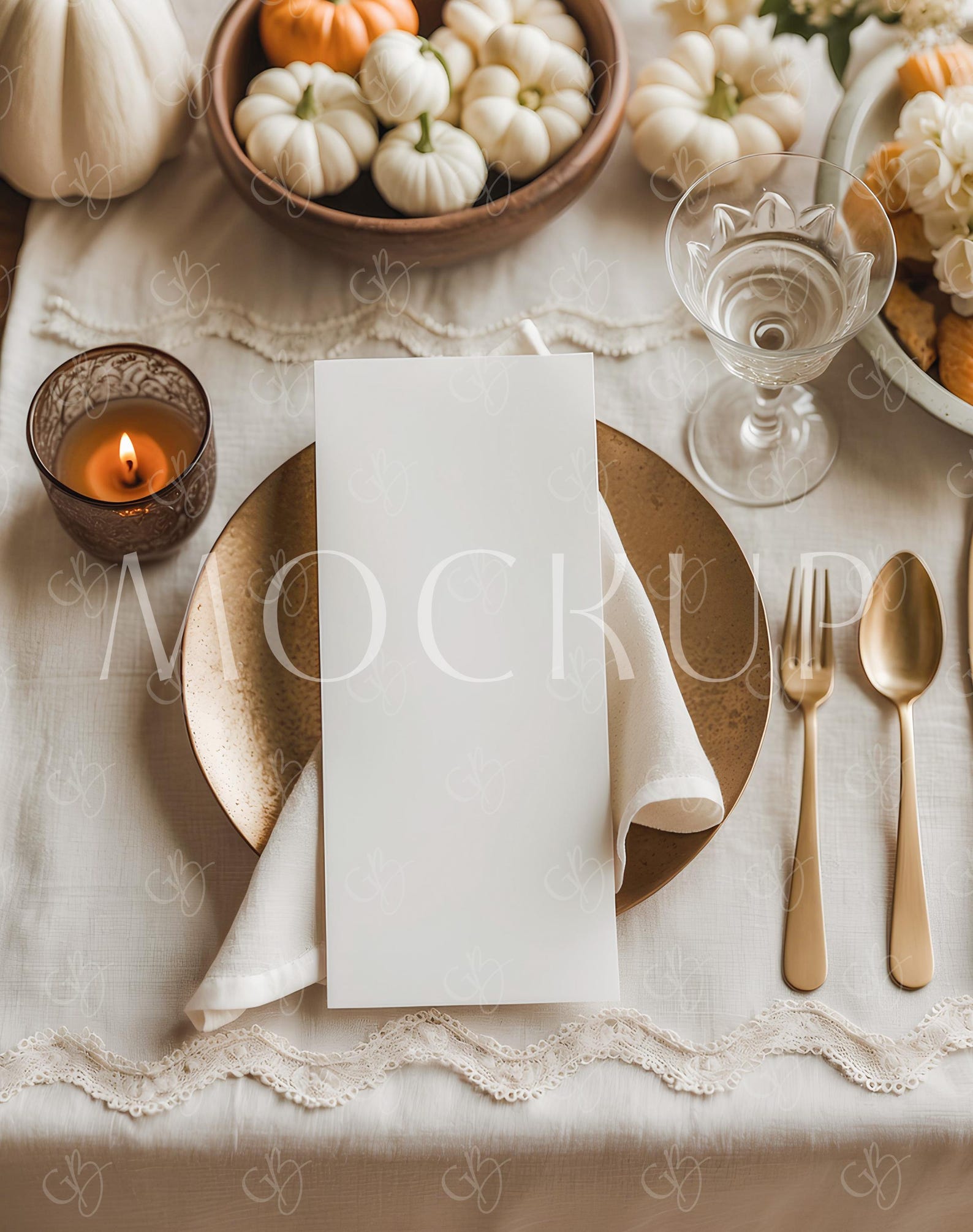 Autumn Menu Mockup 4x9, Fall Pumpkins Program Mockup, Pumpkins Dinner ...