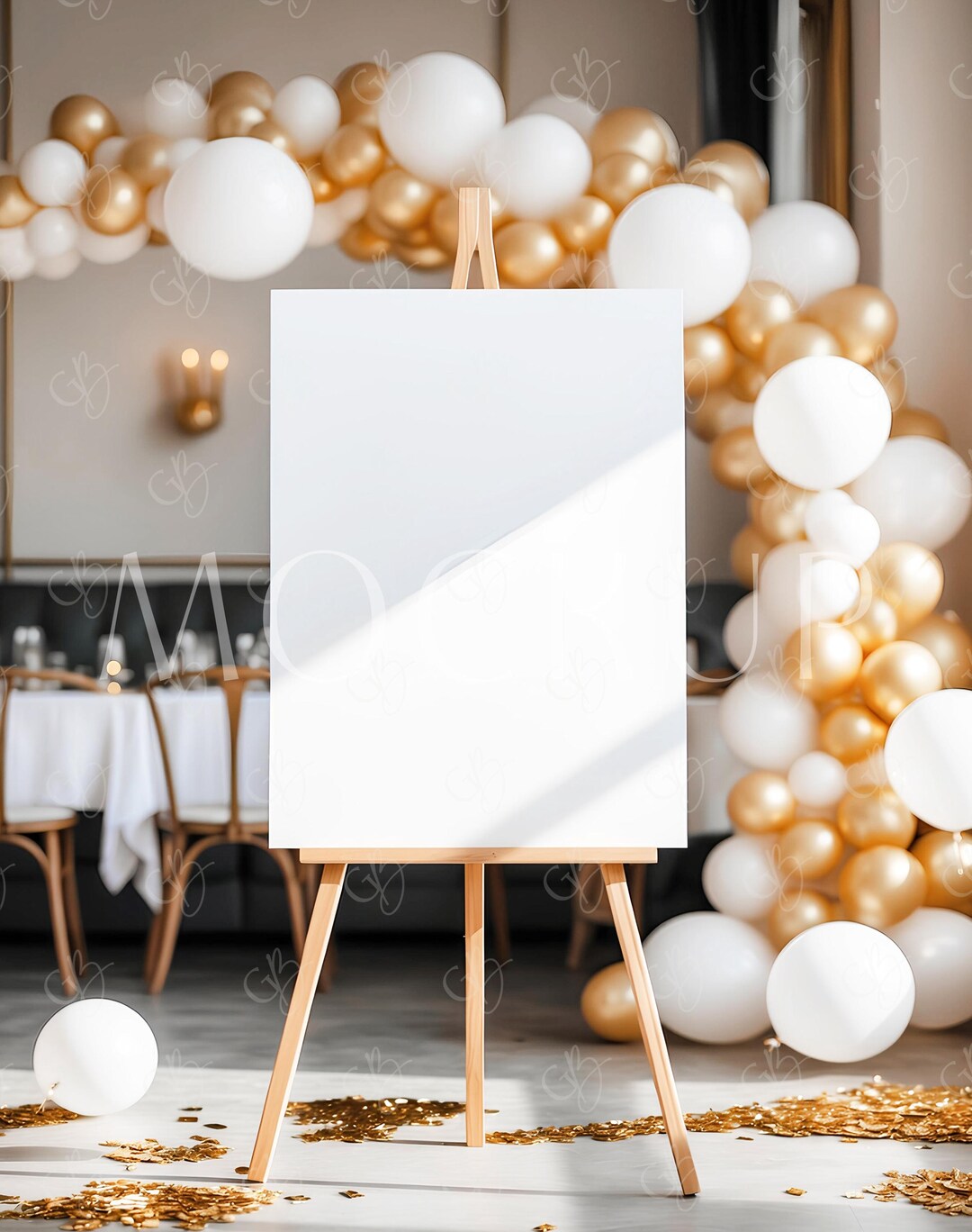 Easel Welcome Sign Mockup, Balloons Seating Chart Mockup, Baby Shower ...