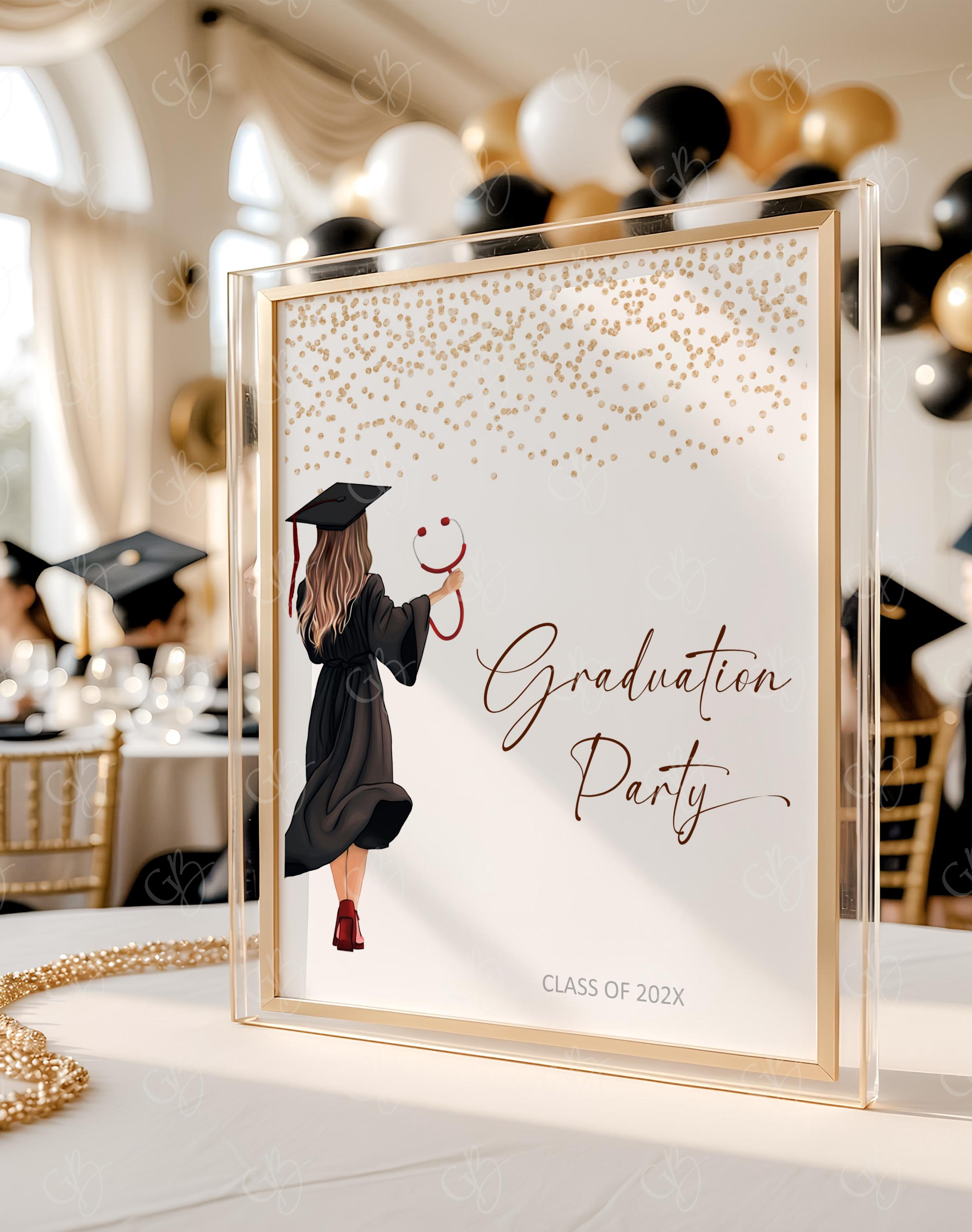 Graduation Party Poster Mockup, Minimalist High School or College Sign ...