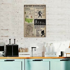 Bigfoot Knowledge Tin Sign Anatomy Sightings Footprints Sasquatch Yeti ...