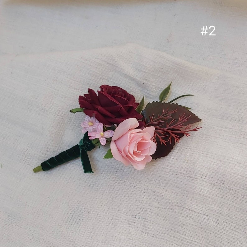 Groom Boutonniere, Groom Buttonhole, Burgundy Buttonniere - Etsy