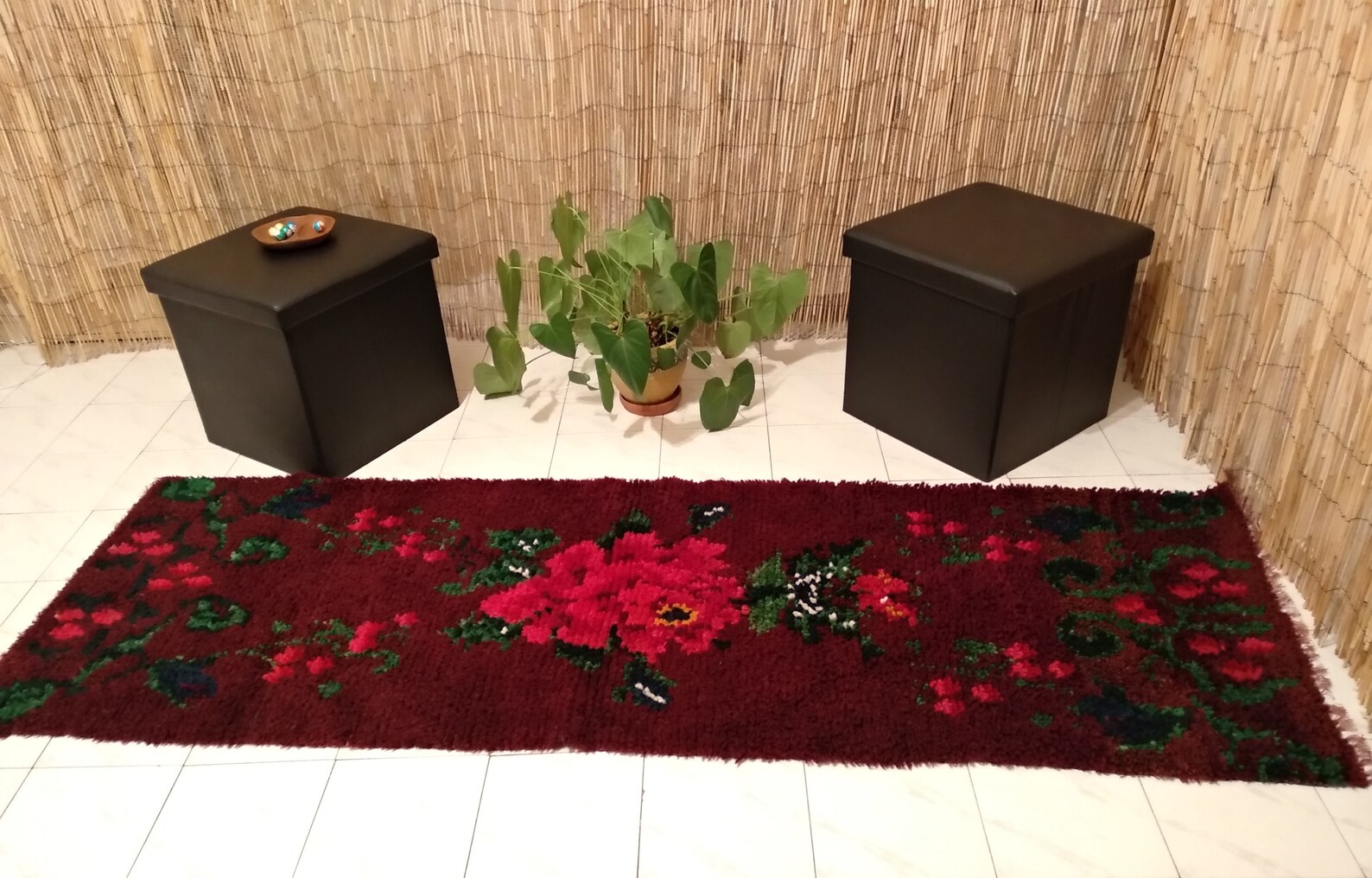 Shag Rug Burgundy Floral Rug Morrocan Rug Kilim Tulu Rug - Etsy