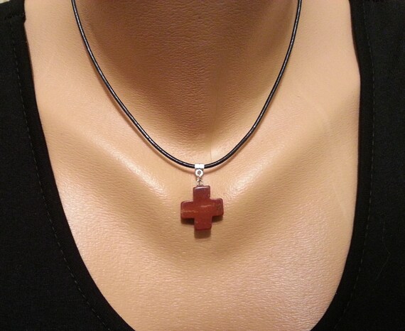 Womens leather necklace with cross store