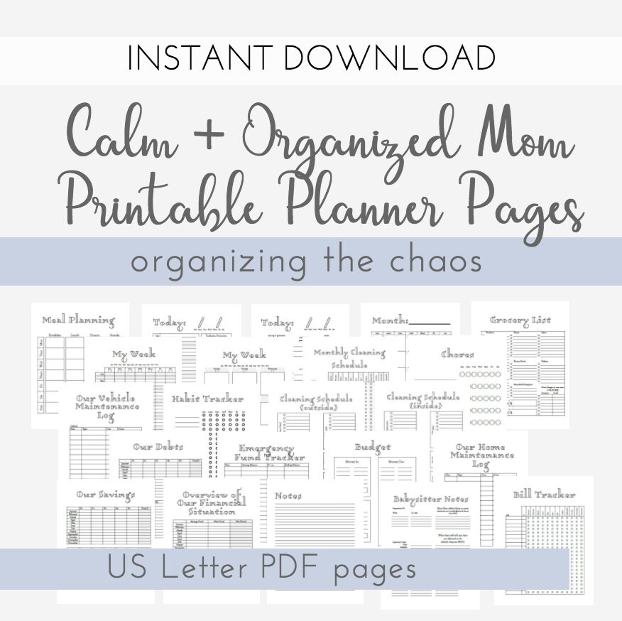 MOM PLANNER PDF Family Binder Household Organizer Household | Etsy