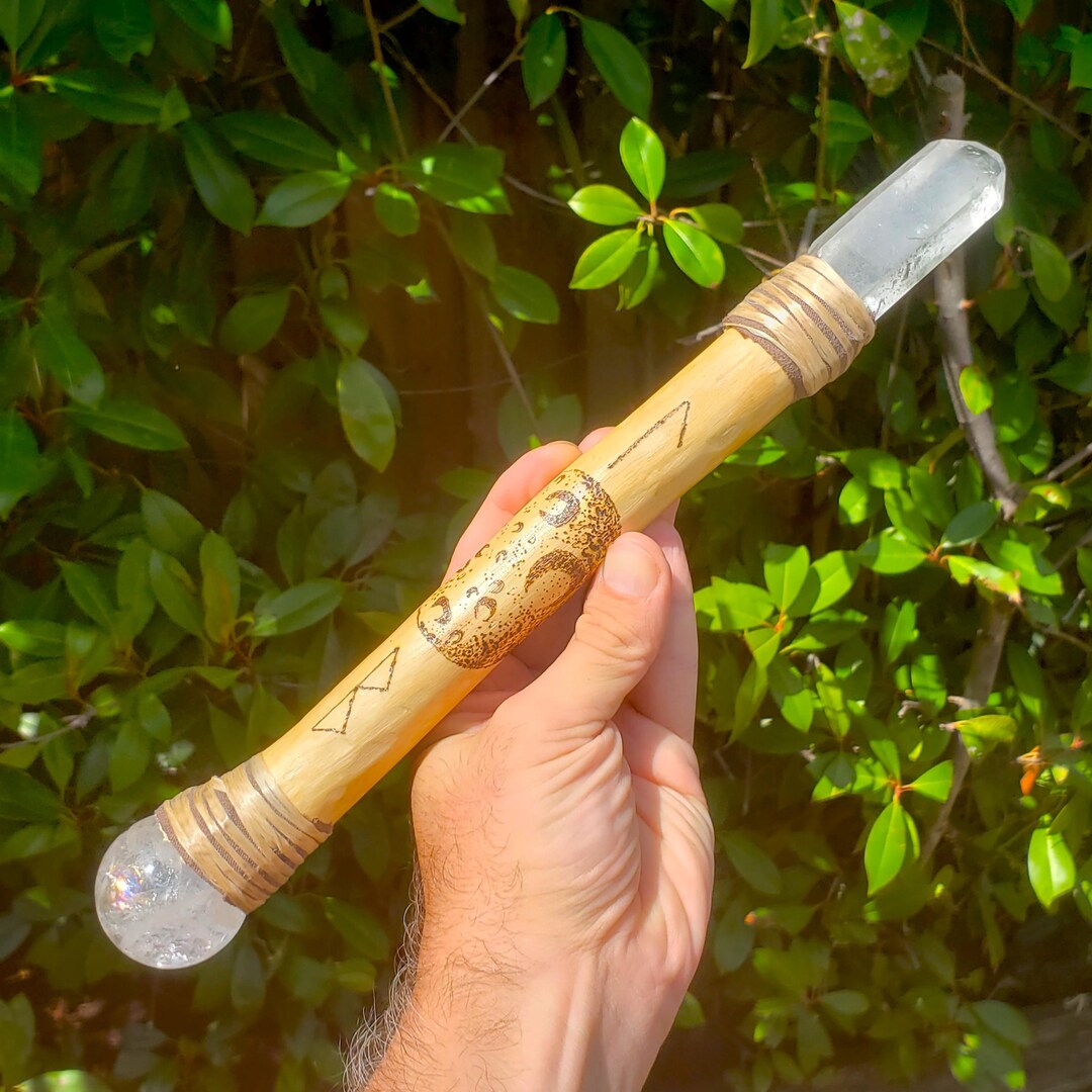 Magik Crystal Wand - Eucalyptus, Clear Quartz, Chlorite Quartz - Etsy