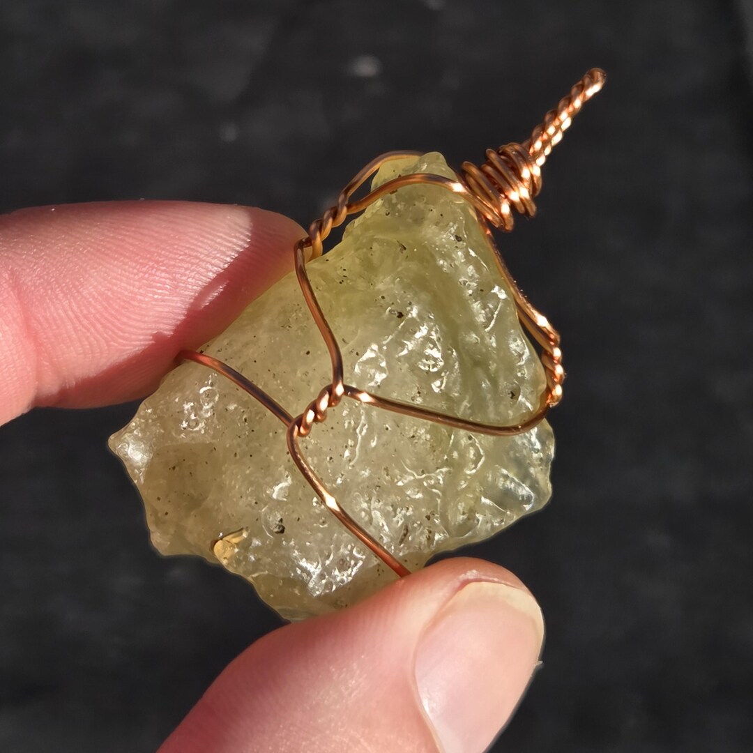 Libyan Desert Glass Copper Wire Wrap Pendant - 19.8 Grams - Etsy