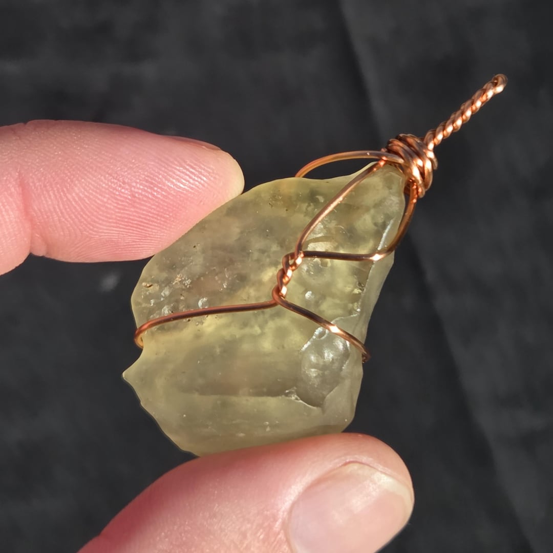 Libyan Desert Glass Copper Wire Wrap Pendant - 11.7 Grams - Etsy