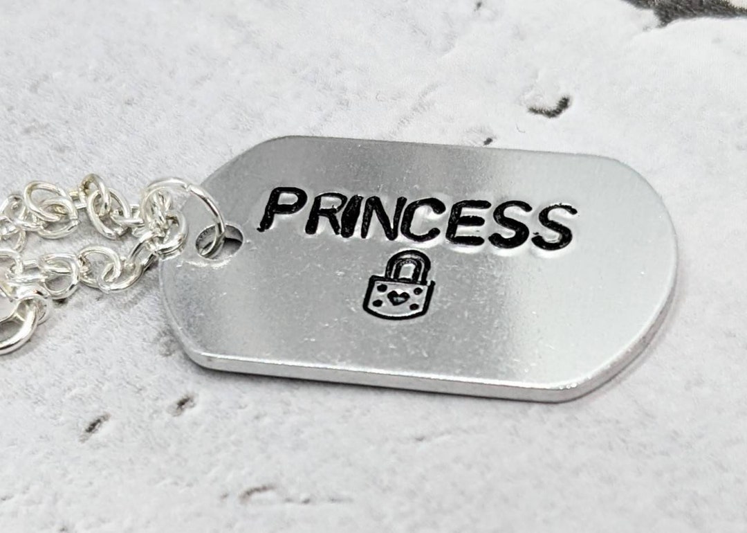 Princess With a Padlock Handstamped Tag Necklace, Ddlg Necklace, Day ...