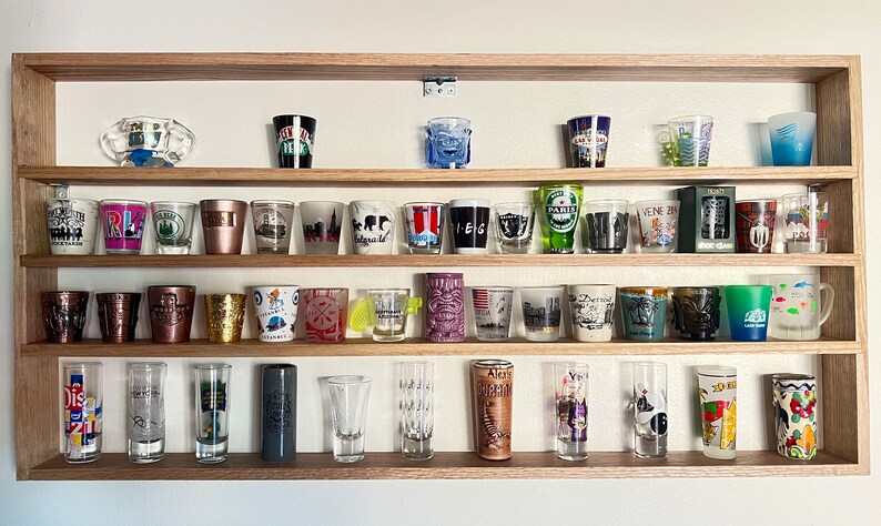 Large Shot Glass Display Oak - Etsy