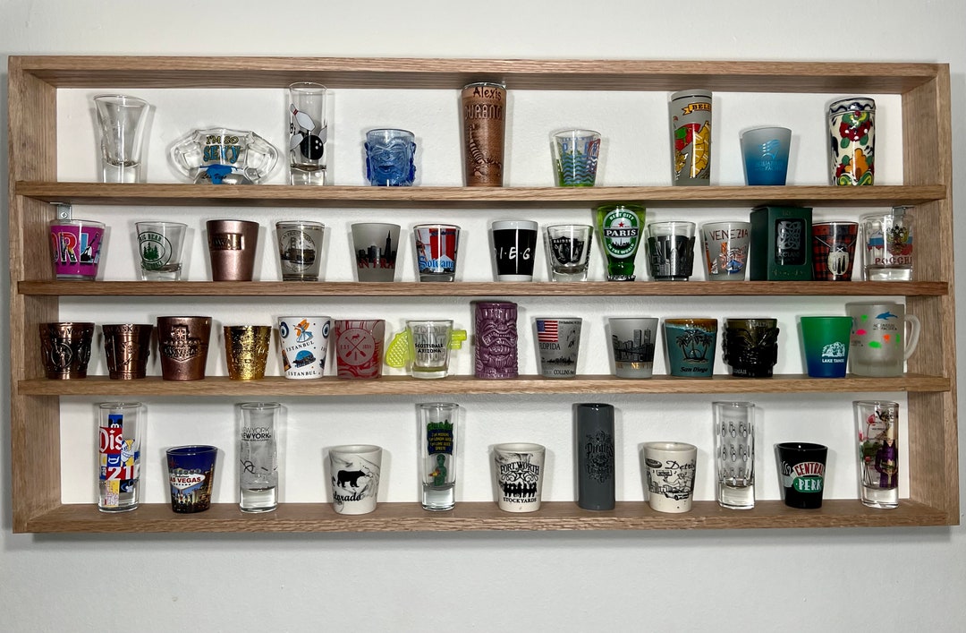 Large Shot Glass Display Oak - Etsy