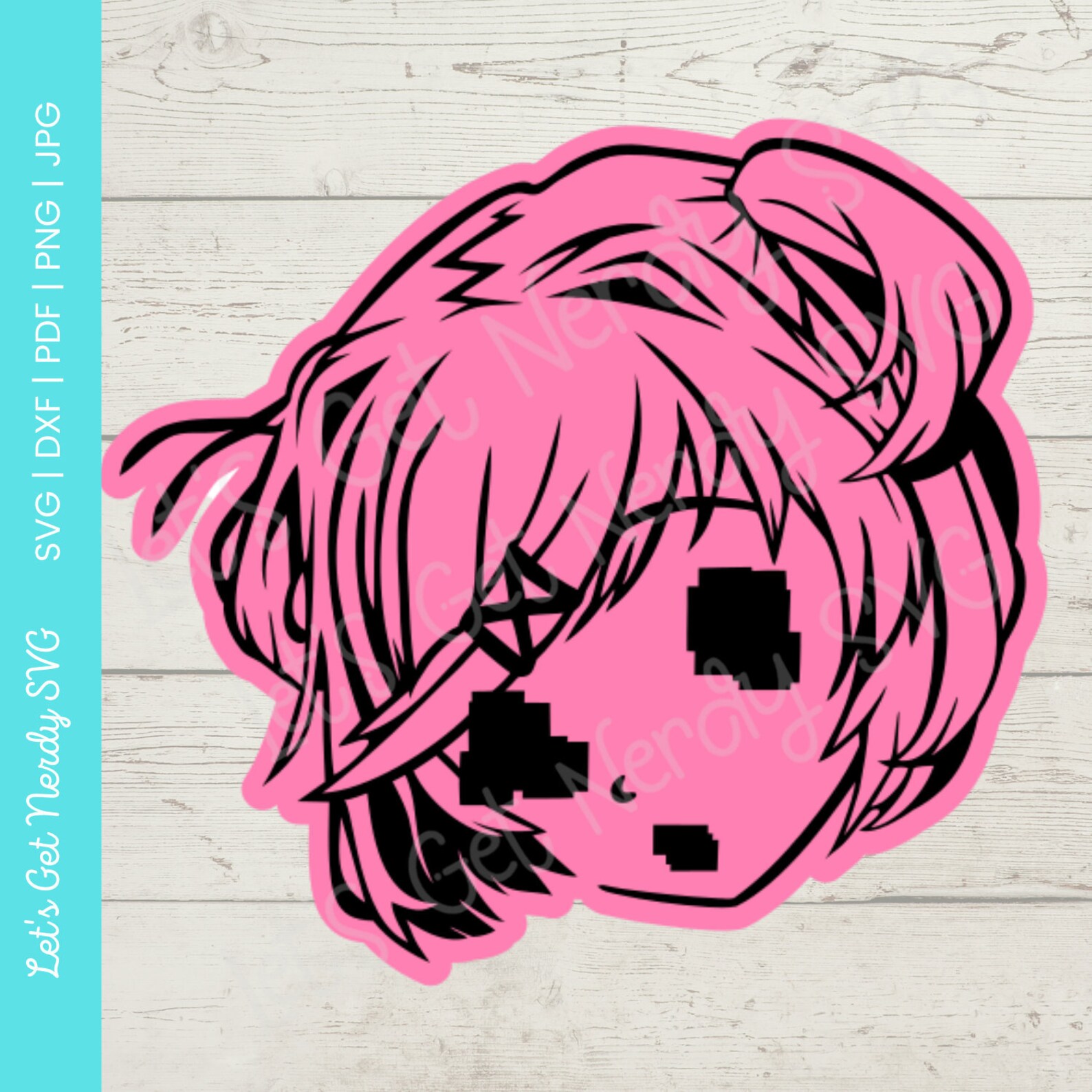 Doki Doki Glitch - Natsuki Svg, Dxf, Pdf, Png, Jpg Clipart - Digital Download Craft and Cutting ...
