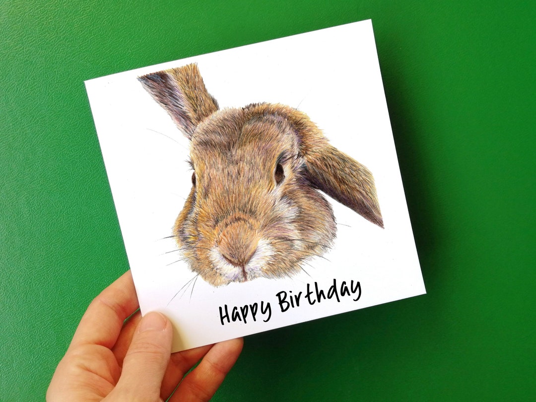 Rabbit Birthday Card, Personalised Bunny Card, Rabbit Card for Men ...