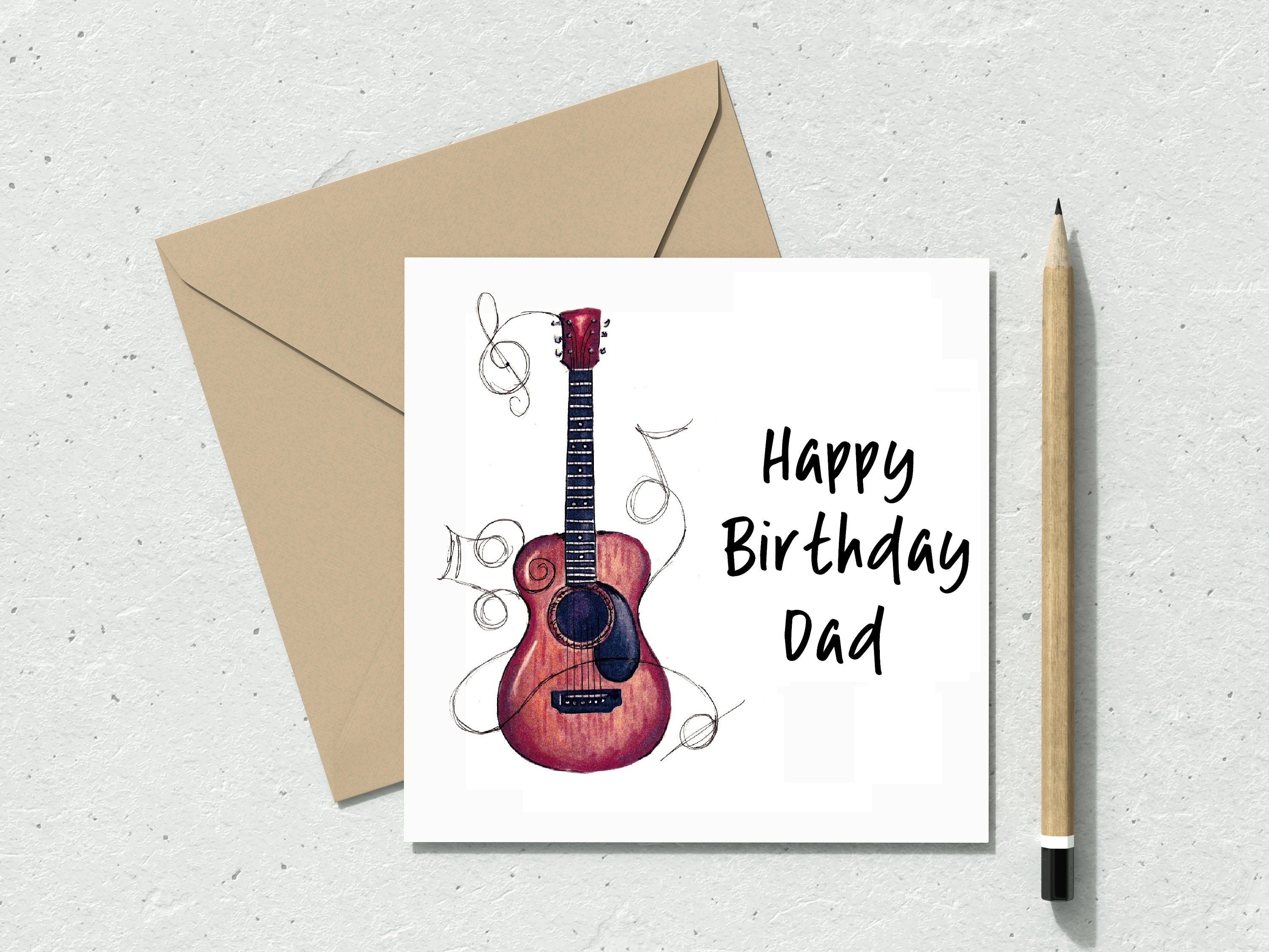 Guitar Card Guitar Birthday Card Guitar Rock Card Rock - Etsy