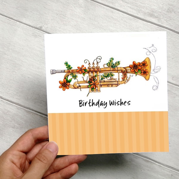 Trumpet Player Birthday Card - Etsy