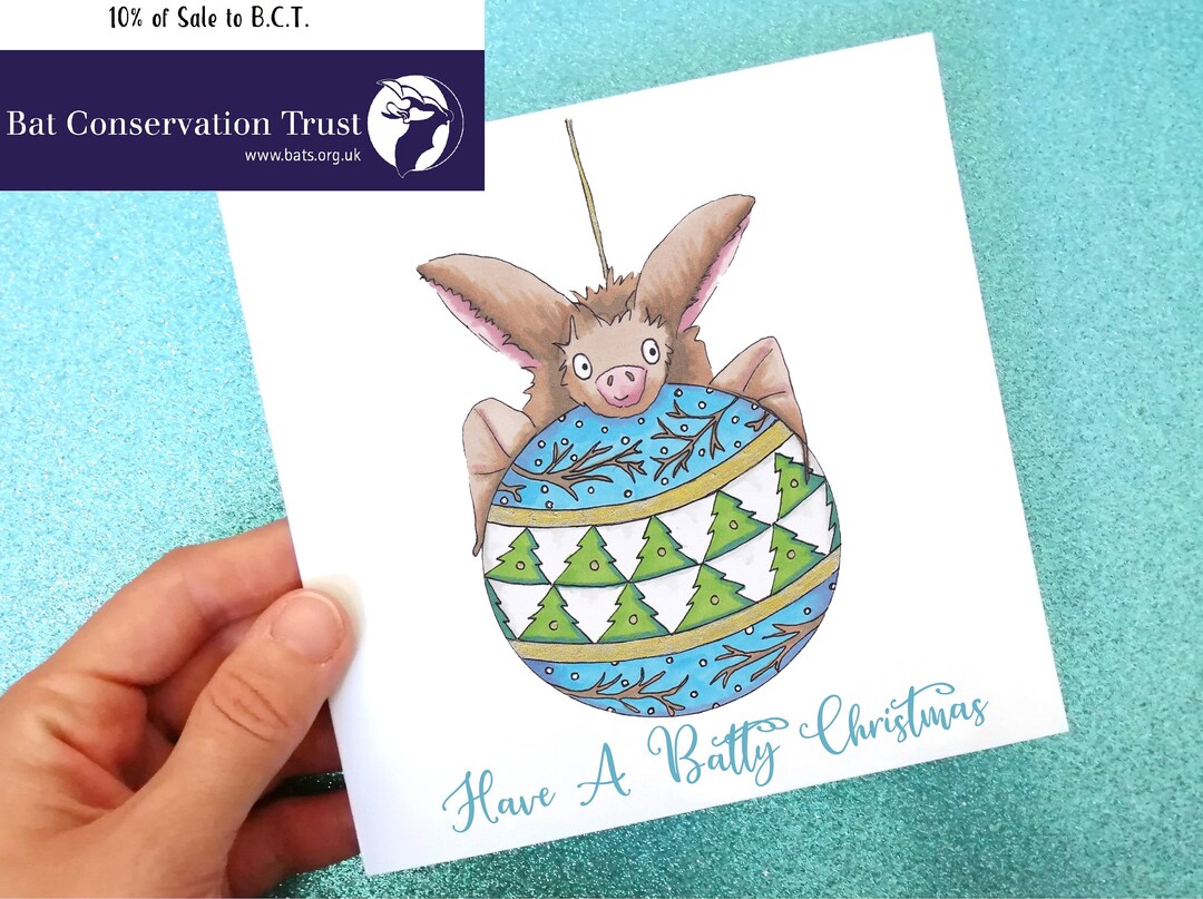 Bat Christmas Card, Bat Lover Christmas Card, Personalised Bat ...