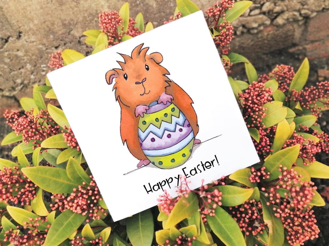 Guinea Pig Easter Card, Personalised Easter Card for Kids and Guinea ...