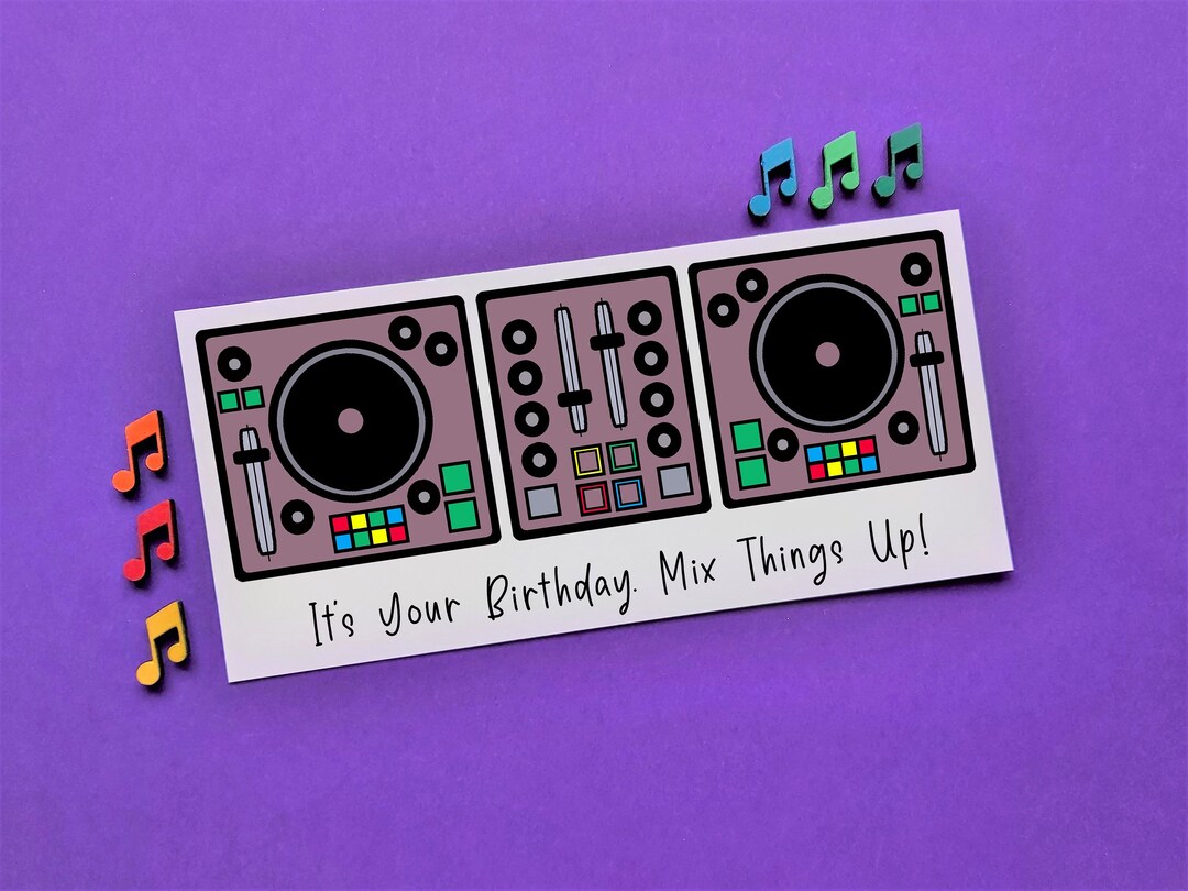 DJ Decks Birthday Card, Mixing Decks Card, DJ Card, DJ Birthday Card ...