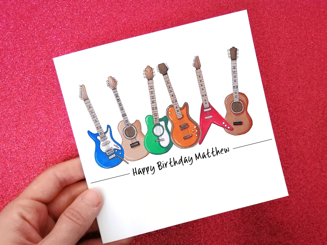 Guitar Birthday Card, Music Birthday Card, You Rock Card, Personalised ...