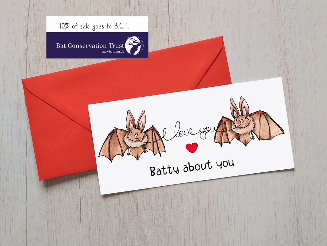 Bat Love Card, Bat Anniversary Card, Bat Birthday Card, for Husband ...