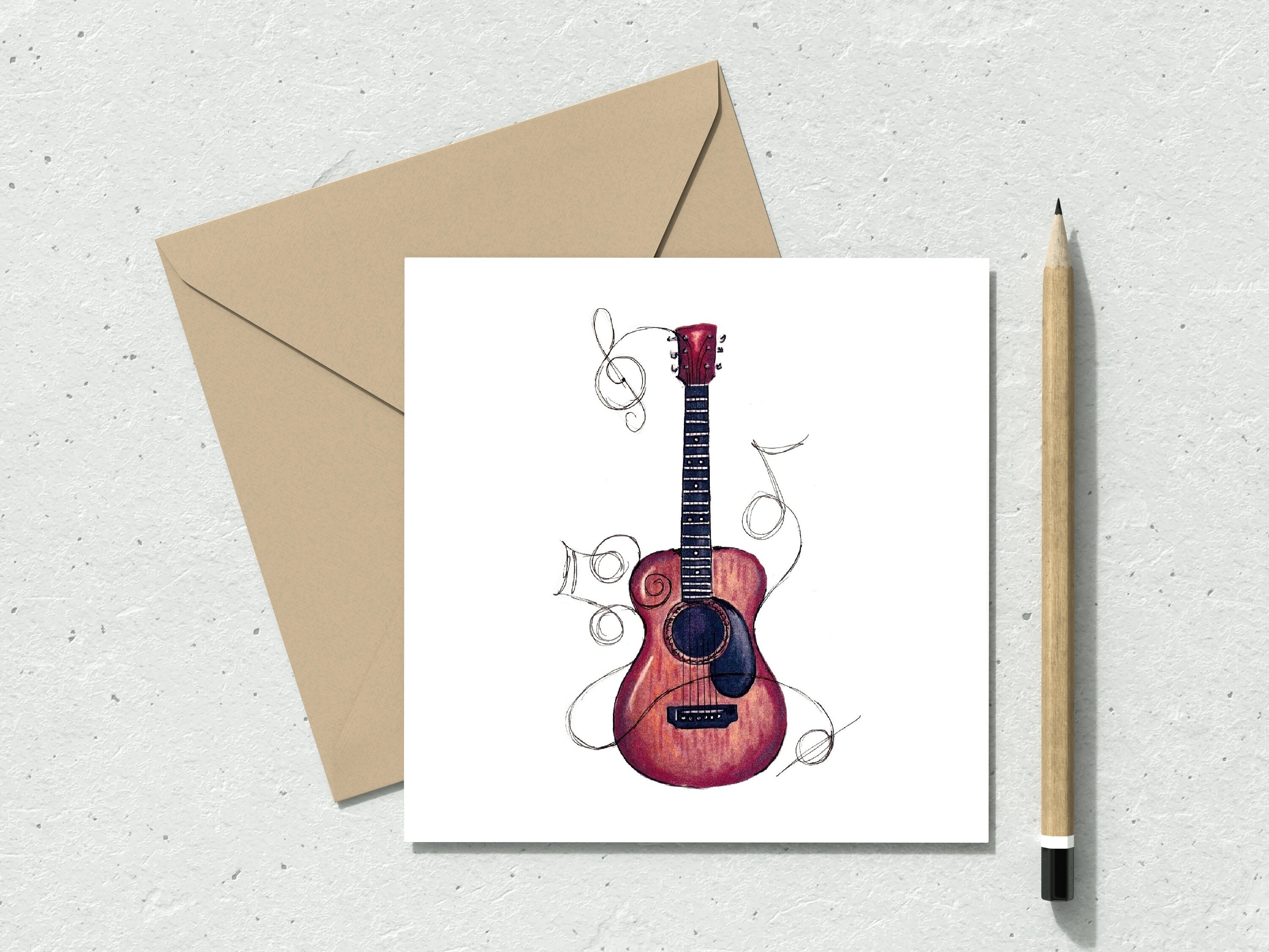 Guitar Card Guitar Birthday Card Guitar Rock Card Rock - Etsy