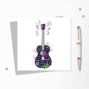 Guitar Card, Music Card, Card for Musician, Guitar Birthday Card, Music ...