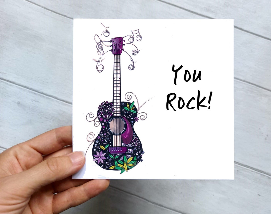 Guitar Card, Music Card, Card for Musician, Guitar Birthday Card, Music ...