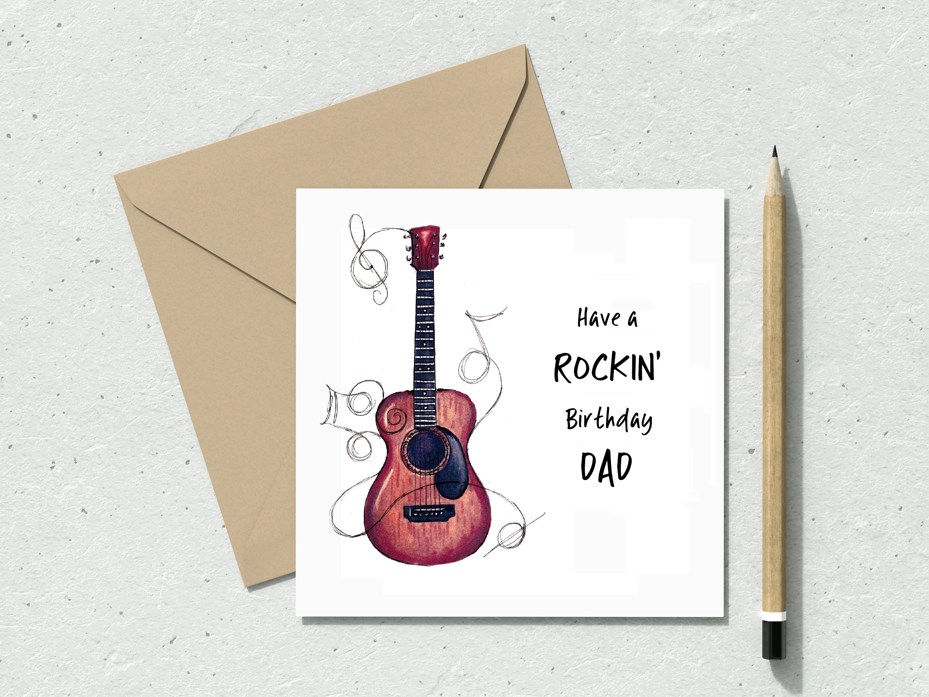 Guitar Card Guitar Birthday Card Guitar Rock Card Rock - Etsy
