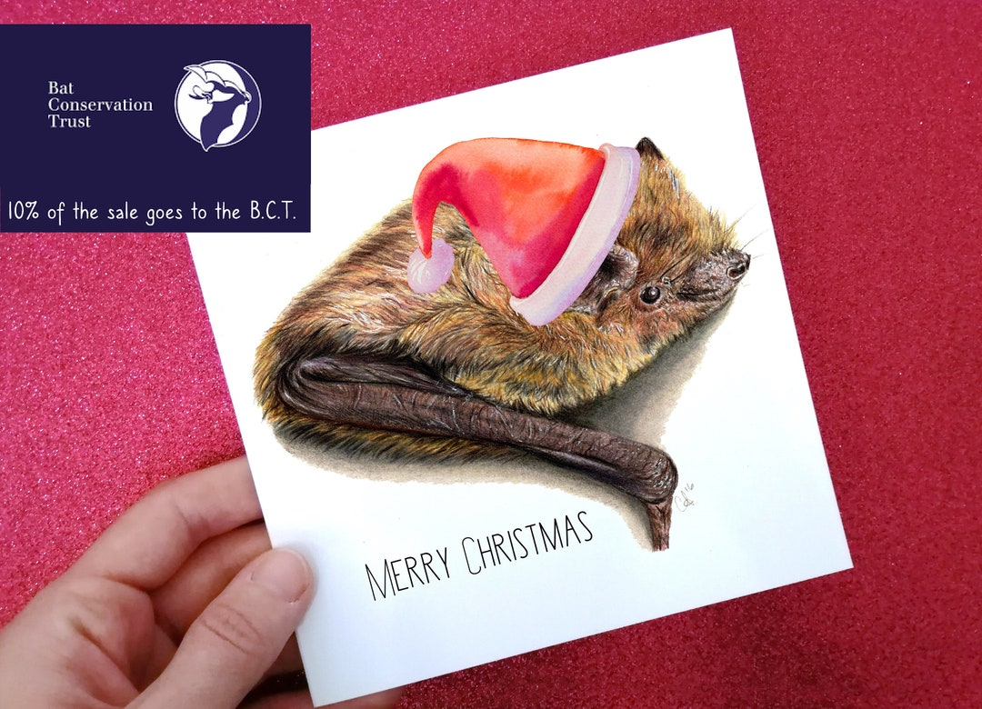 Bat Christmas Card, Bat Lover Christmas Card, Common Pipistrelle Bat ...