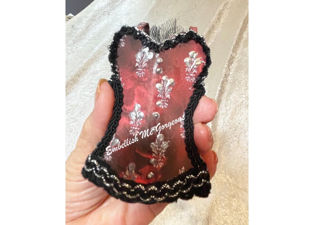 Victorian Miniature Corset Bustier: OOAK Red Paper Doll Display - Etsy