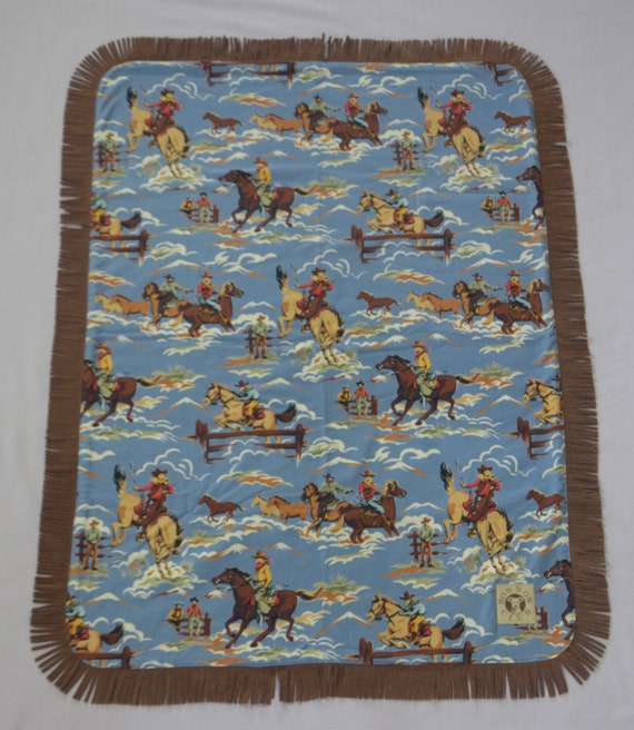 Flannel Quilt COWBOY BABY BLANKET Vintage Arizona Home & Living ...