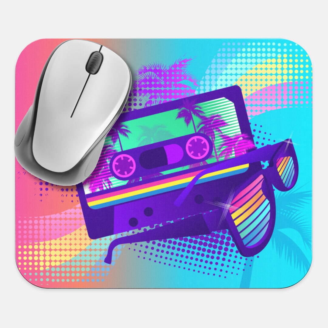 Retro 80's Mouse Pad, 9"x8" Music Cassette Party Mouse Pad, Tech Desk ...