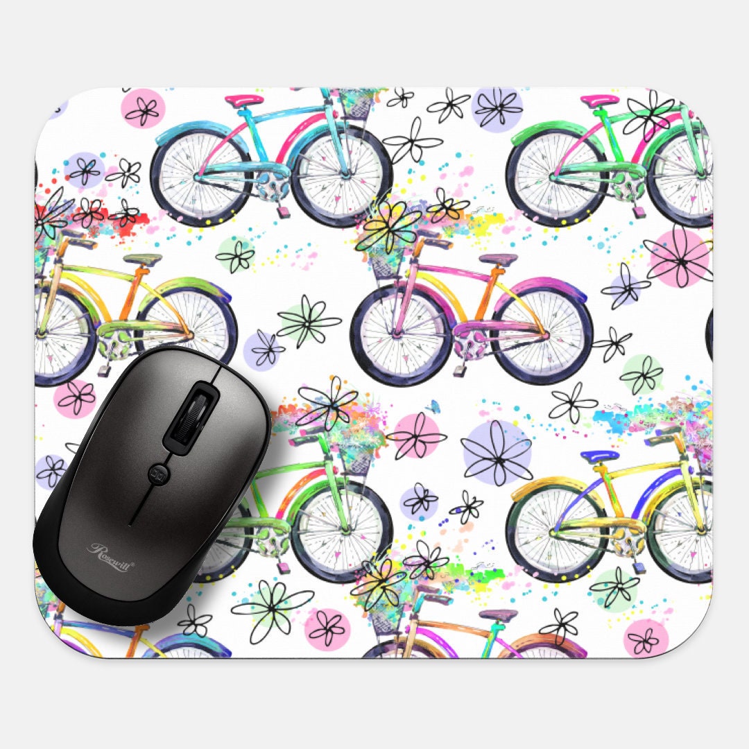 Bicycle Bike Mouse Pad, 9"x8" Bike Mouse Pad, Tech Desk Office Computer ...
