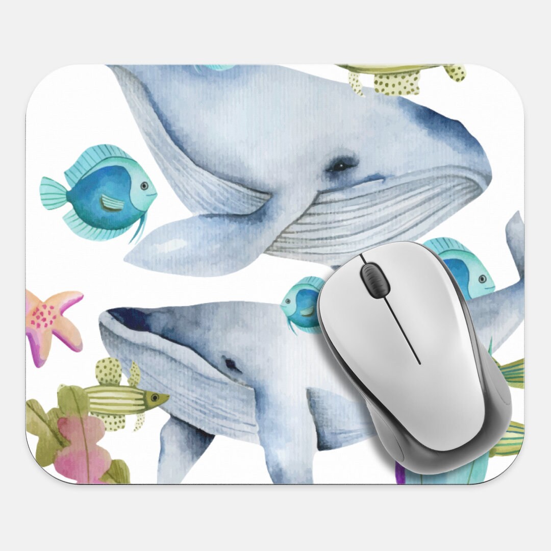 Whale Mouse Pad, 9"x8" Animal Coral Reef Ocean Fish Mouse Pad, Tech ...