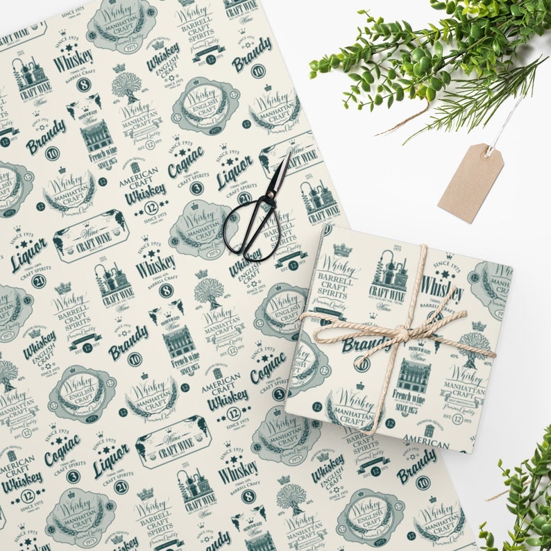 Whiskey Alcohol Wrapping Paper Two Sizes Sustainably - Etsy