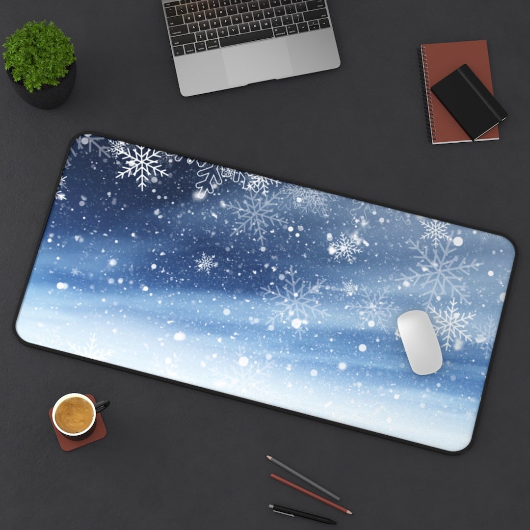 LARGE Winter Snow Desk Mat, 3 Sizes Non Slip Desk Pad, Office Computer ...