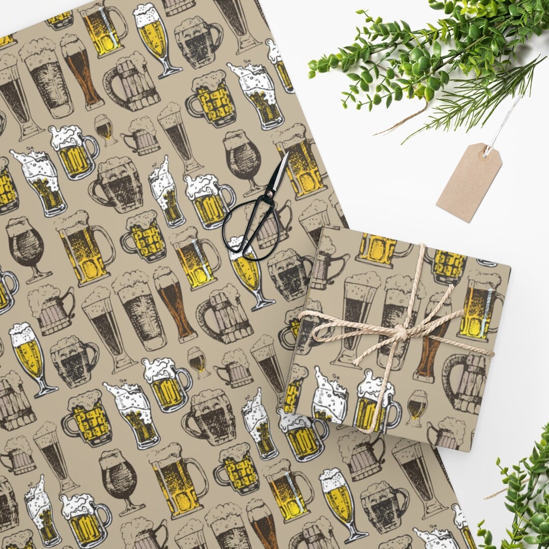 Beer Alcohol Wrapping Paper, Two Sizes, Sustainably Sourced, Party ...