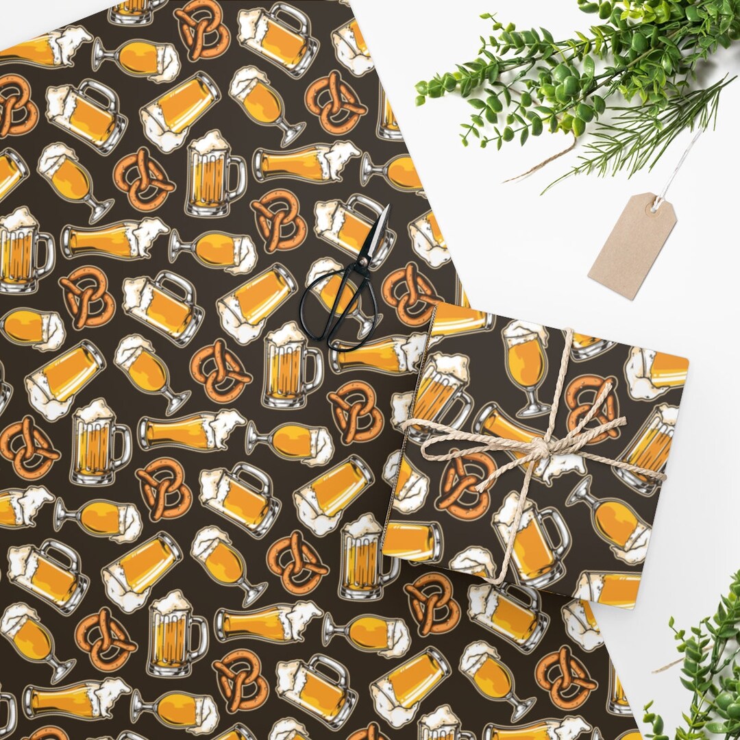 Pretzels Beer Alcohol Wrapping Paper, Two Sizes, Sustainably Sourced ...