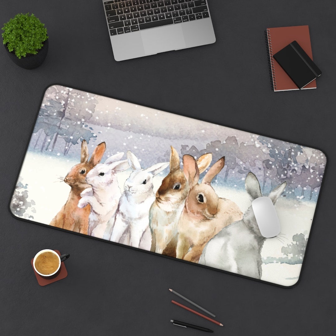 LARGE Bunnies Desk Mat, 3 Sizes Non Slip Desk Pad, Office Computer ...